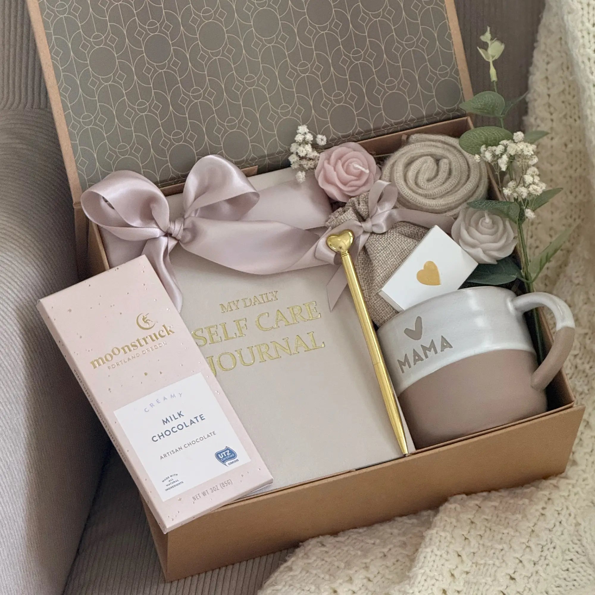 Self Care Routine | Self Care Gift Box for Mom – Journal, Candle & Tea ...